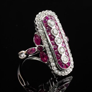 Diamond Ruby Ring, Vintage 14K Gold Cocktail - Etsy