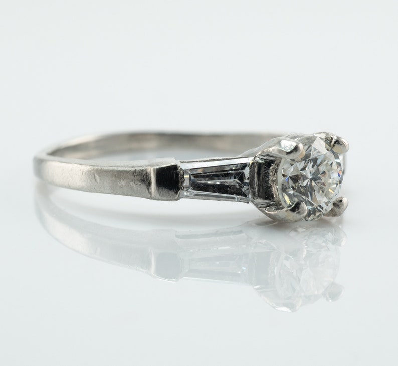 Three Stone Diamond Ring, Platinum Wedding Engagement Vintage - Etsy