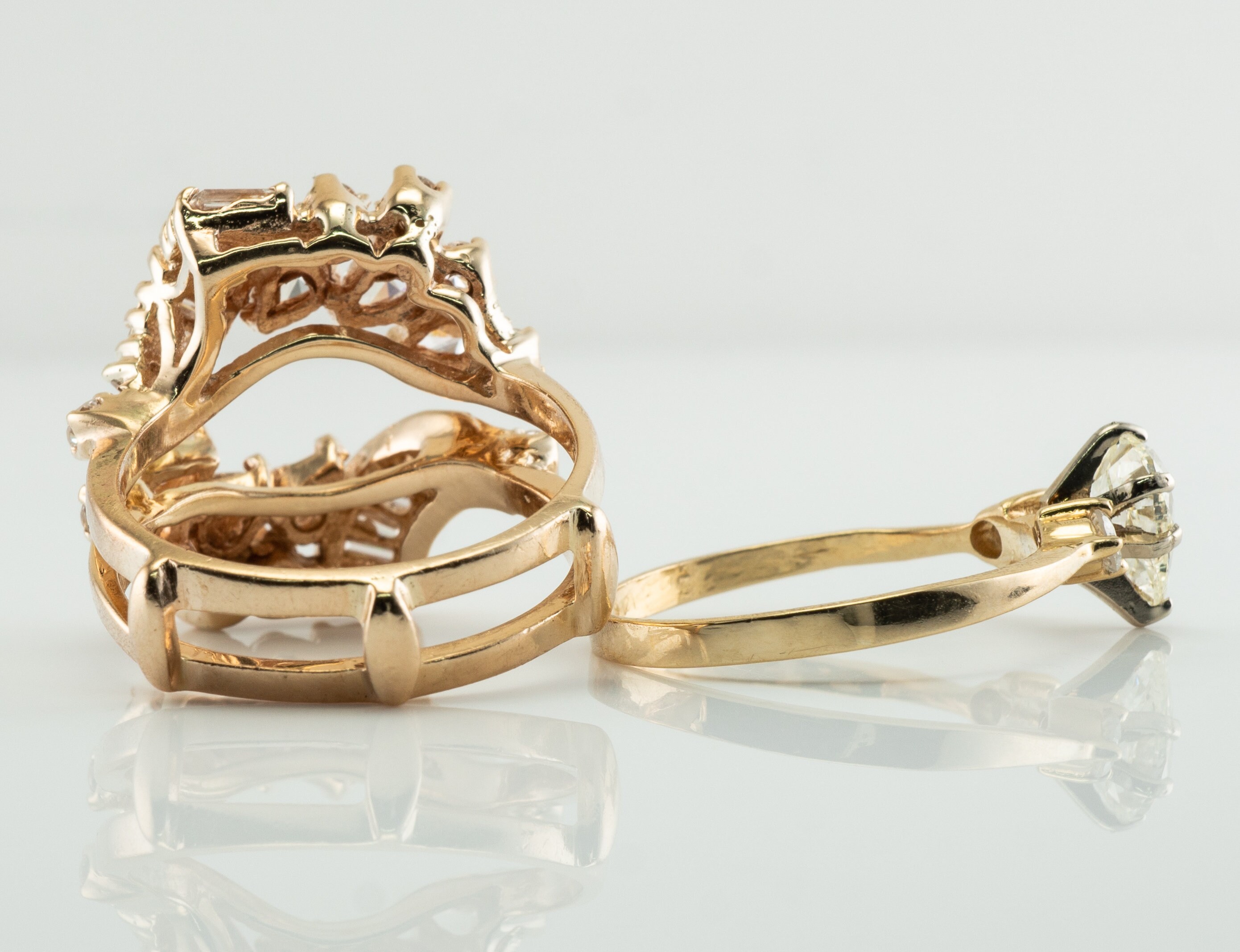 Diamond Ring 14K Gold Guard Cage Set Engagement Wedding | Etsy