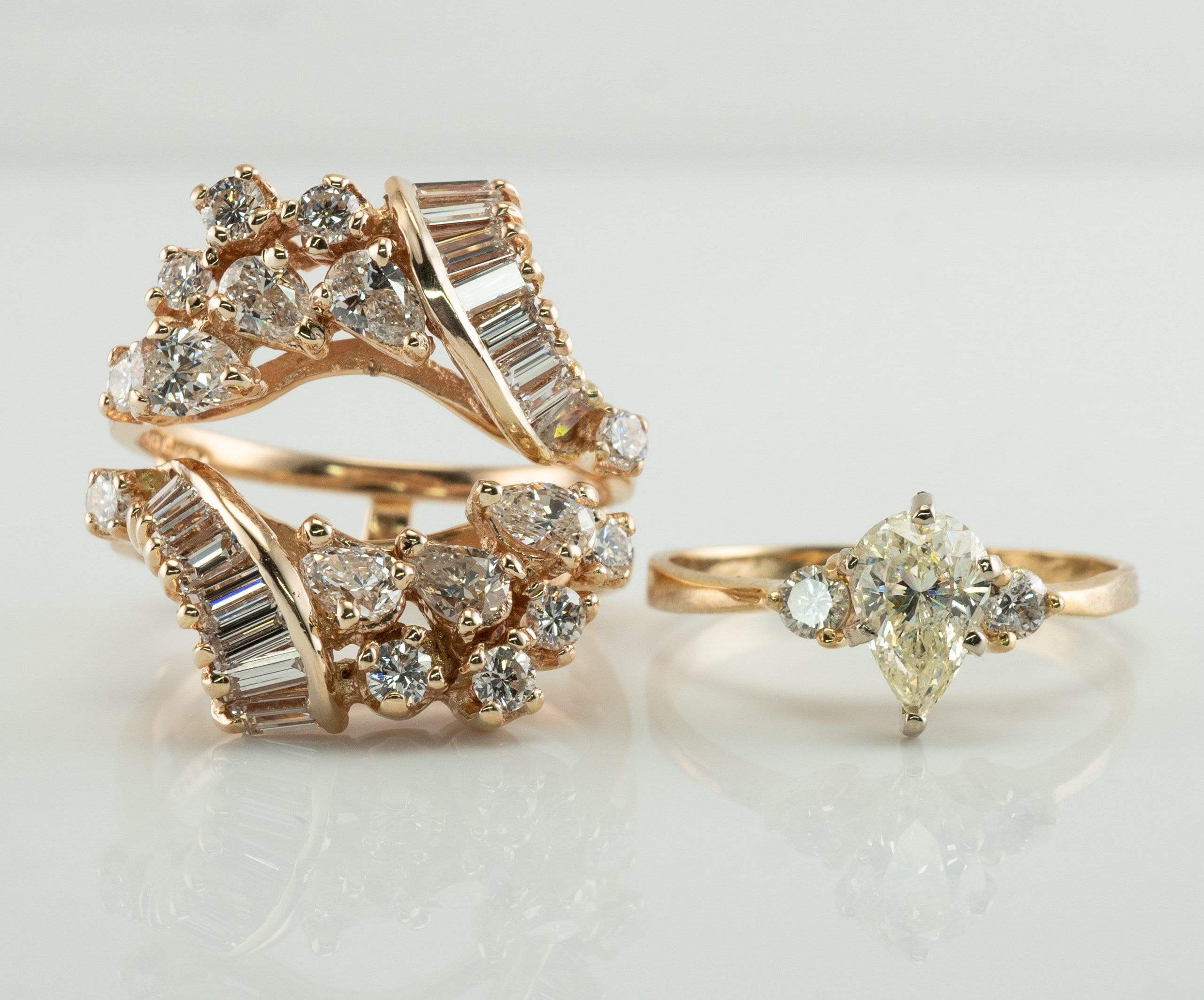 Diamond Ring 14K Gold Guard Cage Set Engagement Wedding | Etsy