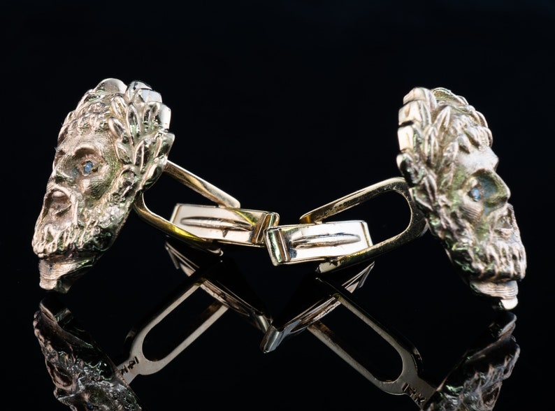 Diamond Cufflinks, Vintage 14K Gold, Greek Mythology Diety Face - Etsy