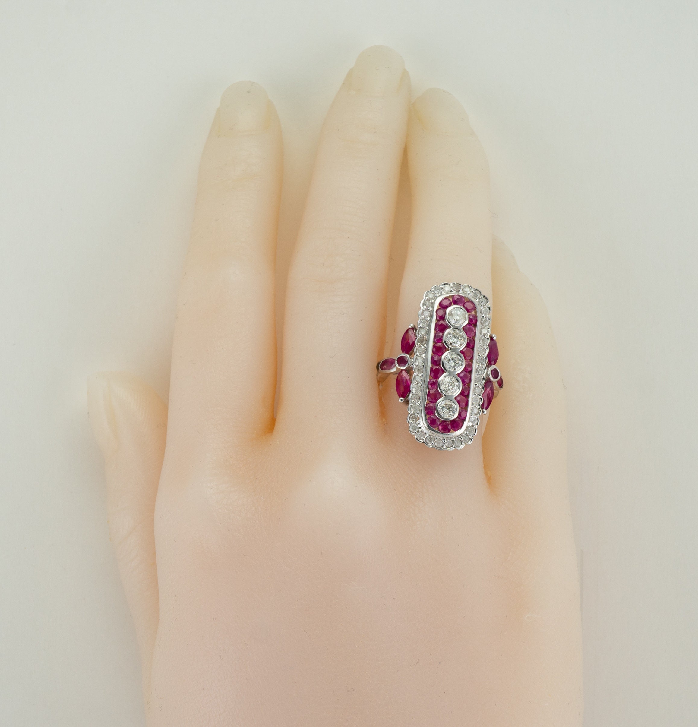 Diamond Ruby Ring Vintage 14K Gold Cocktail | Etsy