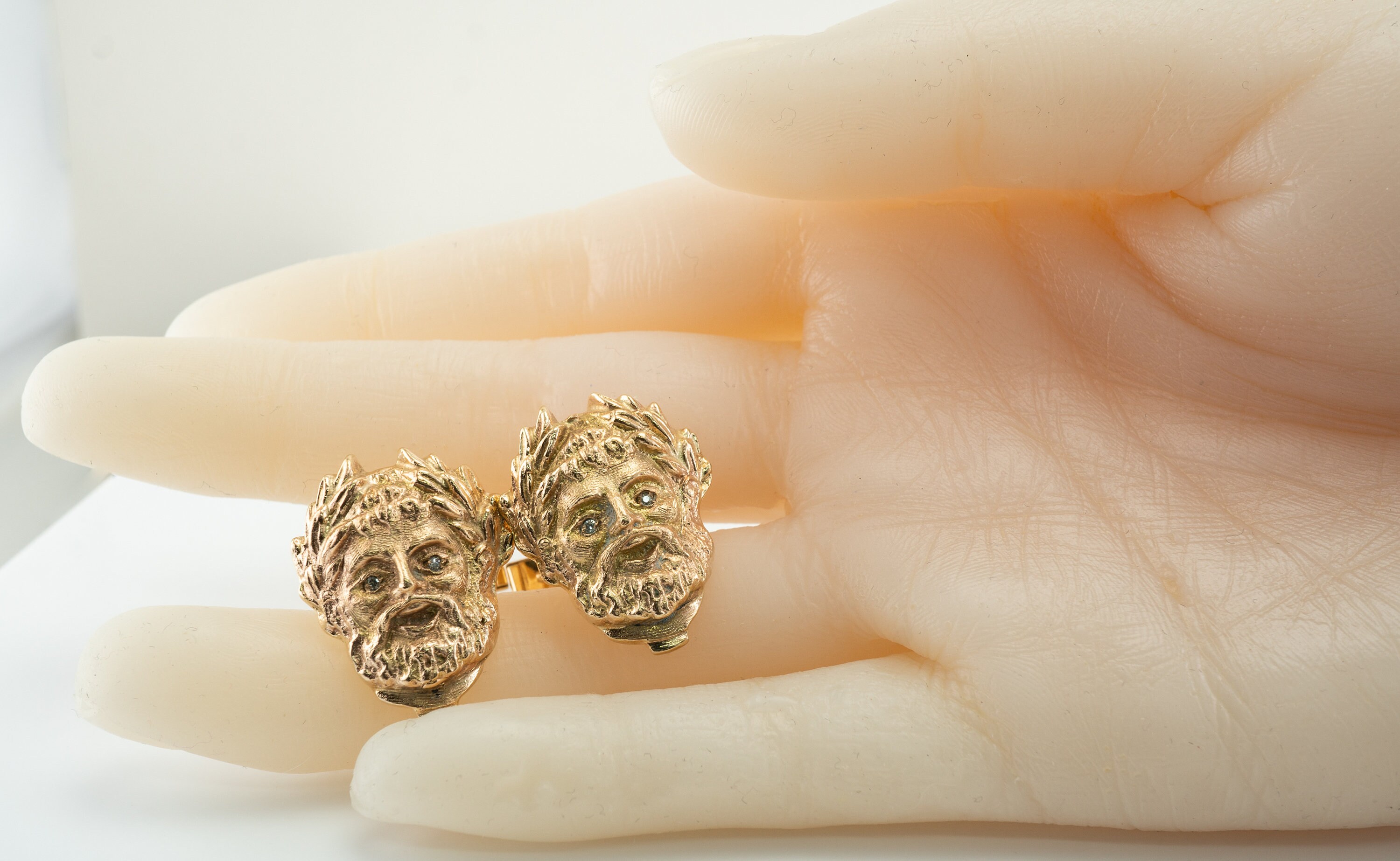 Diamond Cufflinks, Vintage 14K Gold, Greek Mythology Diety Face - Etsy