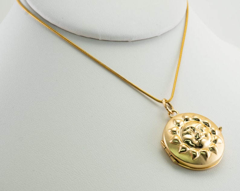 Sun Pendant Locket 14K Gold Vintage - Etsy