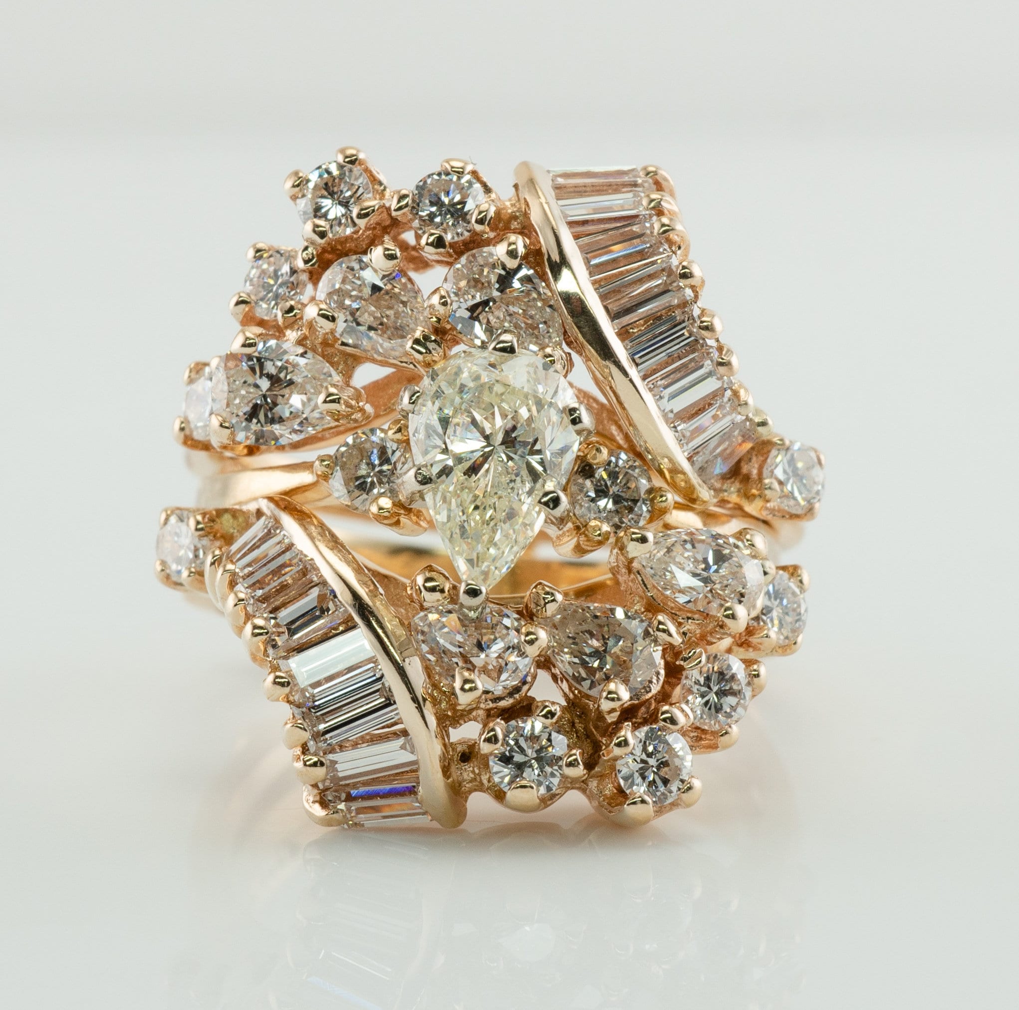 Diamond Ring 14K Gold Guard Cage Set Engagement Wedding | Etsy