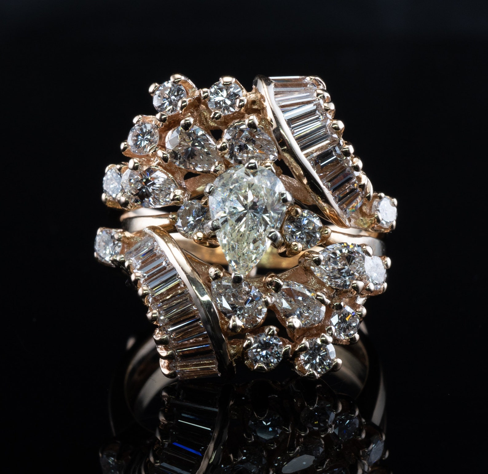 Diamond Ring 14K Gold Guard Cage Set Engagement Wedding | Etsy