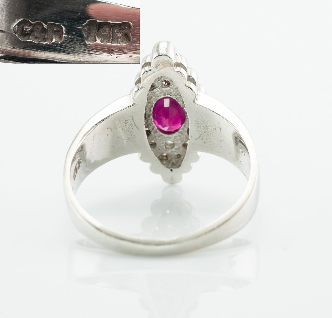 Genuine Ruby Ring Natural Diamond 14K White Gold | Etsy