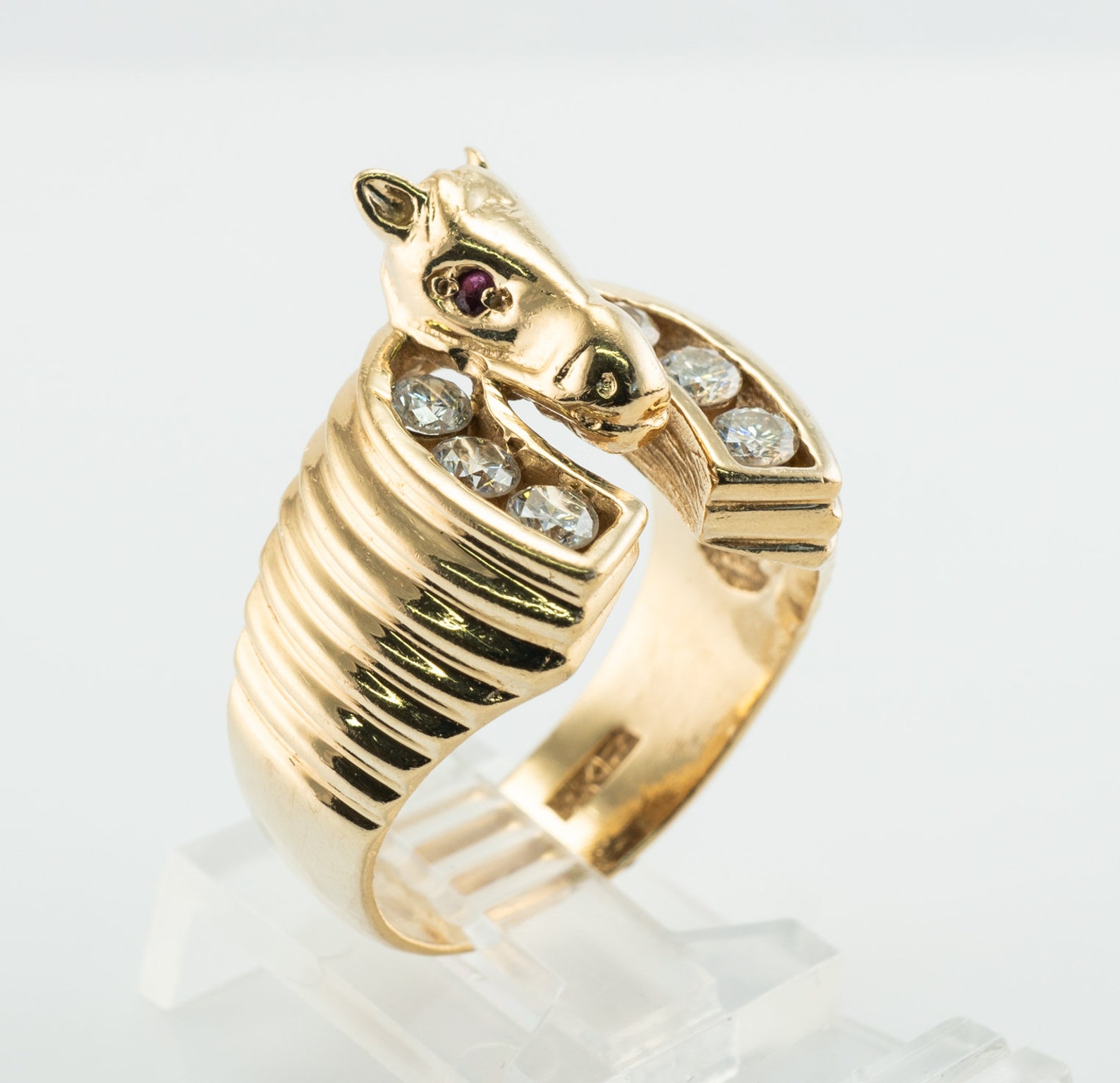 Diamond Ruby Horseshoe Horse Ring Jewelry 14K Gold | Etsy