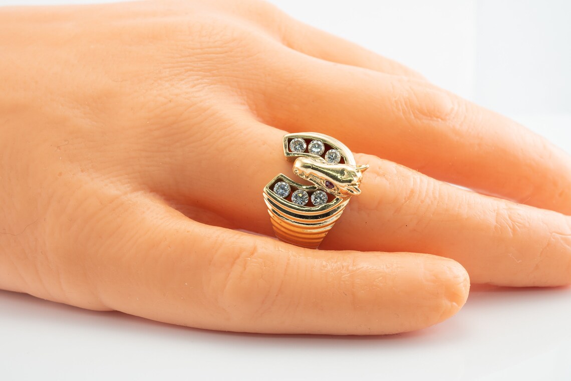 Diamond Ruby Horseshoe Horse Ring Jewelry 14K Gold | Etsy