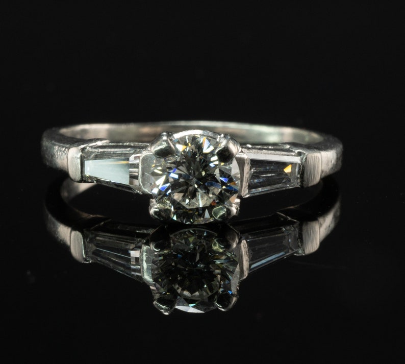 Three Stone Diamond Ring, Platinum Wedding Engagement Vintage - Etsy