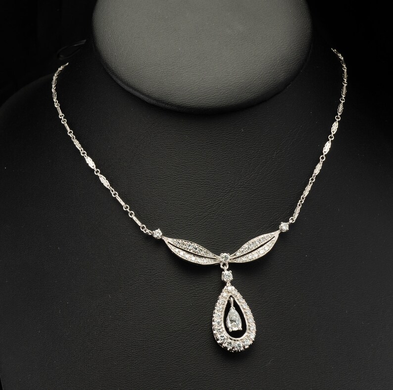 Art Deco Diamond Necklace Vintage 14K Gold 1930s - Etsy
