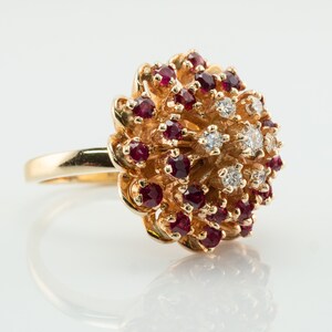 Diamond Ruby Ring, Vintage 14K Gold Cocktail - Etsy