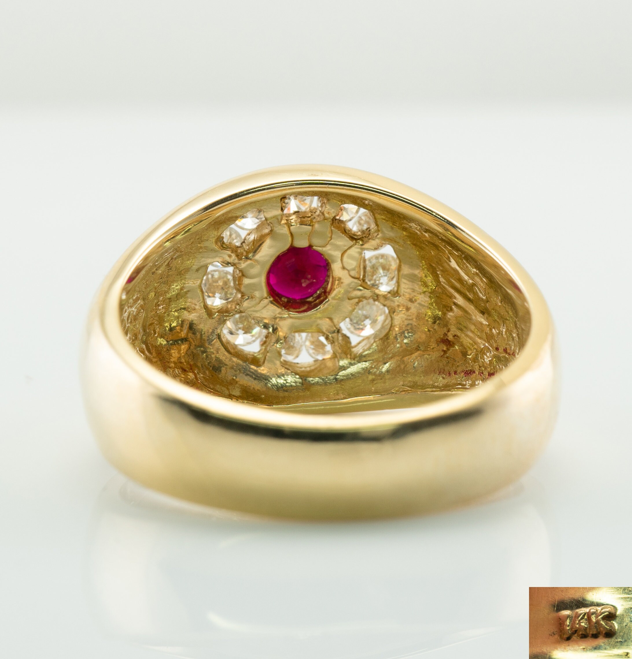 Mens Diamond Ruby Ring 14K Gold Band | Etsy