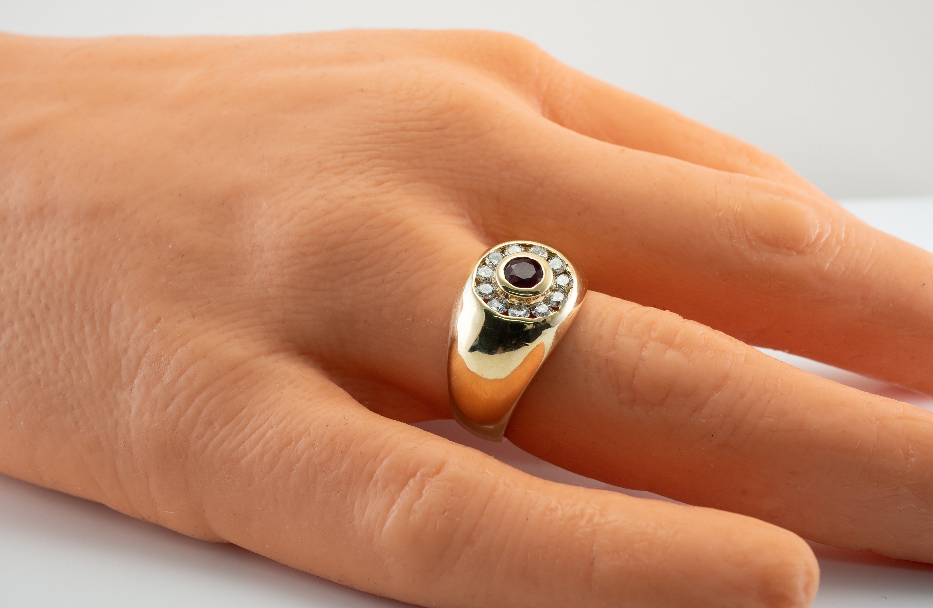 Mens Diamond Ruby Ring 14K Gold Band | Etsy