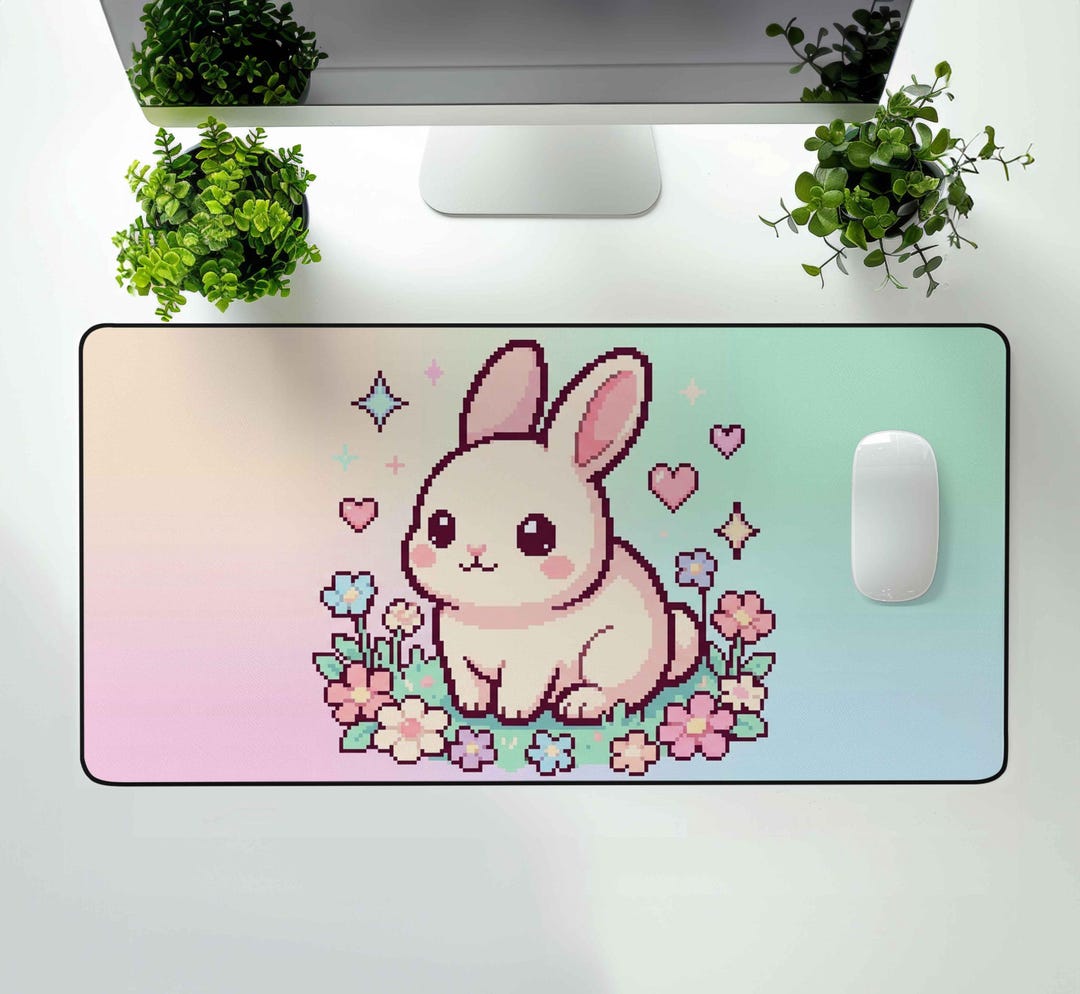 Kawaii Bunny Mousepad, Rabbit Desk Mat, Large XL XXL Mouse Pad - Etsy