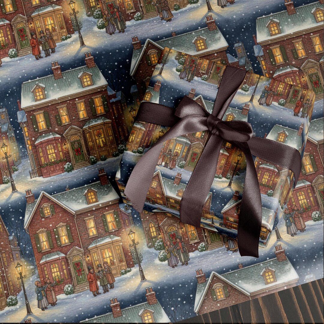 Victorian Christmas Town Wrapping Paper - Etsy