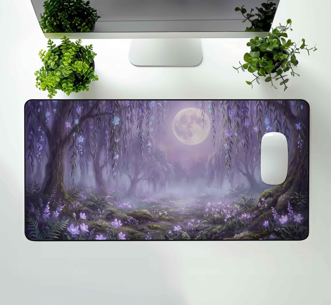 Purple Forest Mousepad, Fantasy Night Desk Mat, XL XXL Mousepad - Etsy