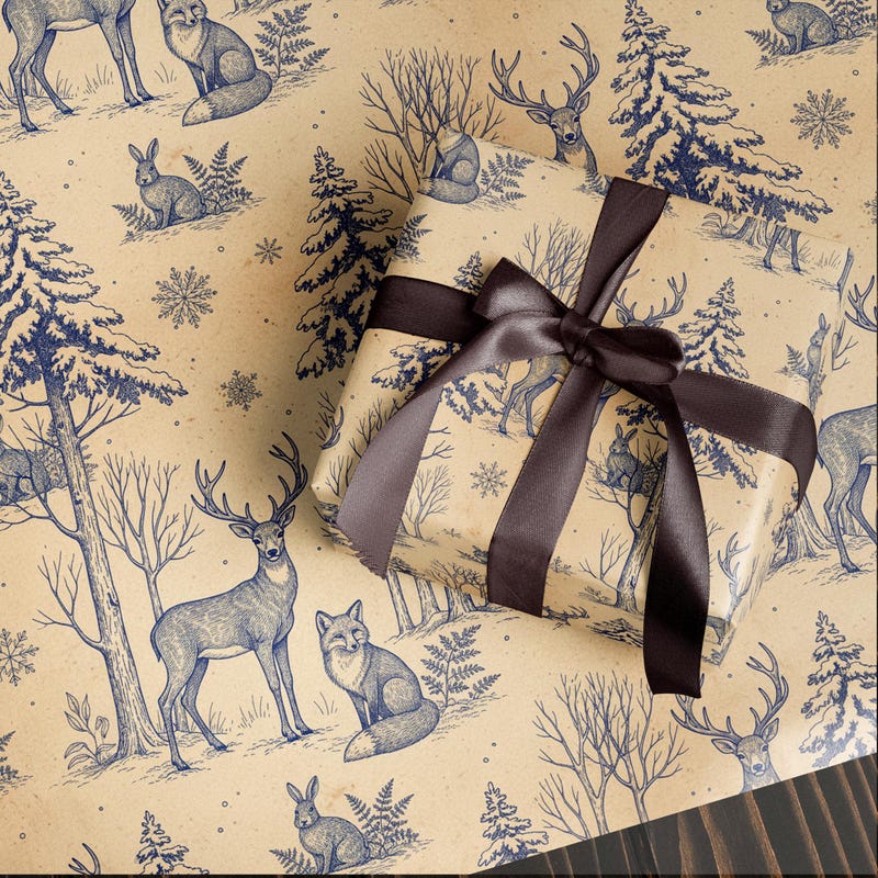 Fox Winter Wrapping Paper - Etsy