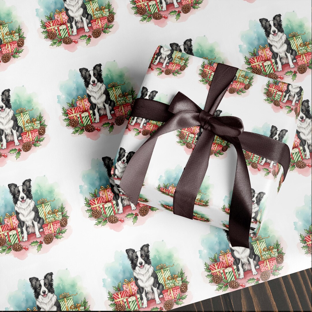 Border Collie Wrapping Paper | Christmas Gift Dog Design - Etsy