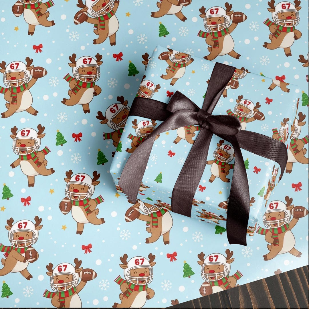 Funny 67 Christmas Wrapping Paper, Santa Meme Gift Wrap for Kids ...