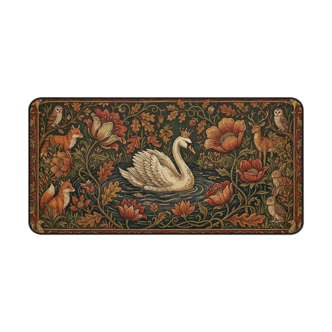 Medieval Swan Desk Mat, Royal Nature Desk Pad, XL XXL Mousepad - Etsy
