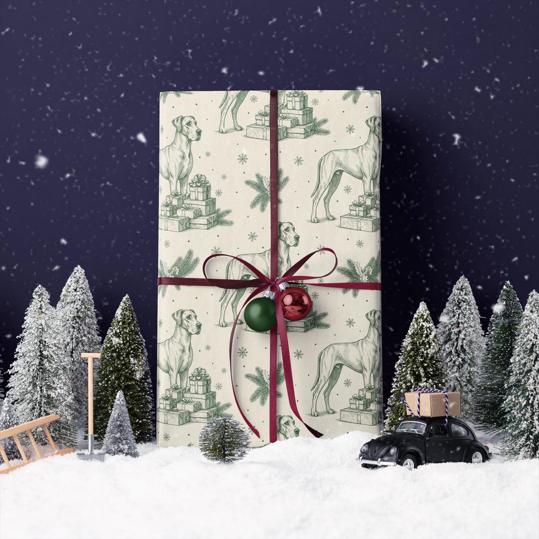 Great Dane Wrapping Paper | Elegant Vintage Dog With Gifts - Etsy