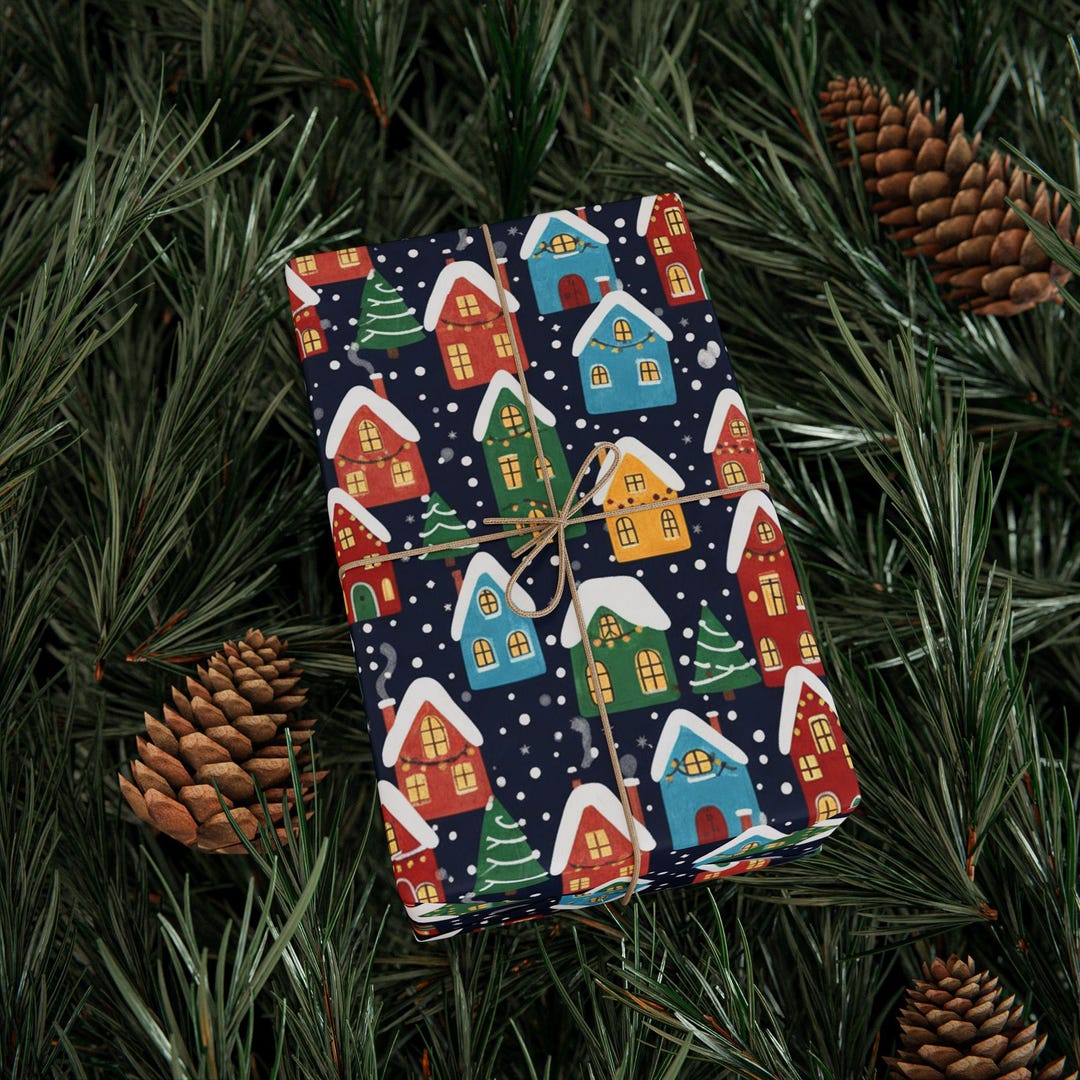 Winter Village Wrapping Paper - Christmas Gift Wrap - Etsy