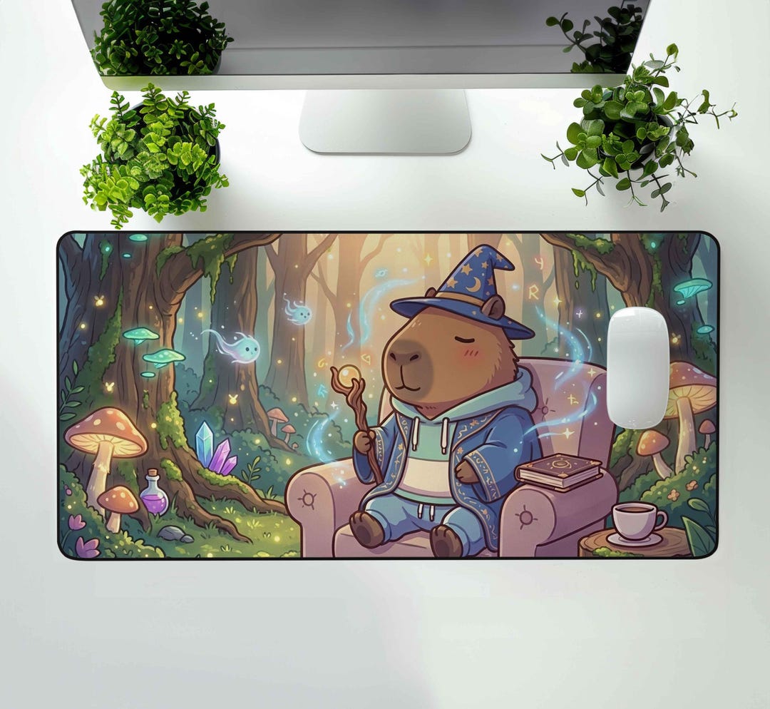 Wizard Capybara Mousepad, Fantasy Desk Mat, Large XL XXL Mouse Pad - Etsy