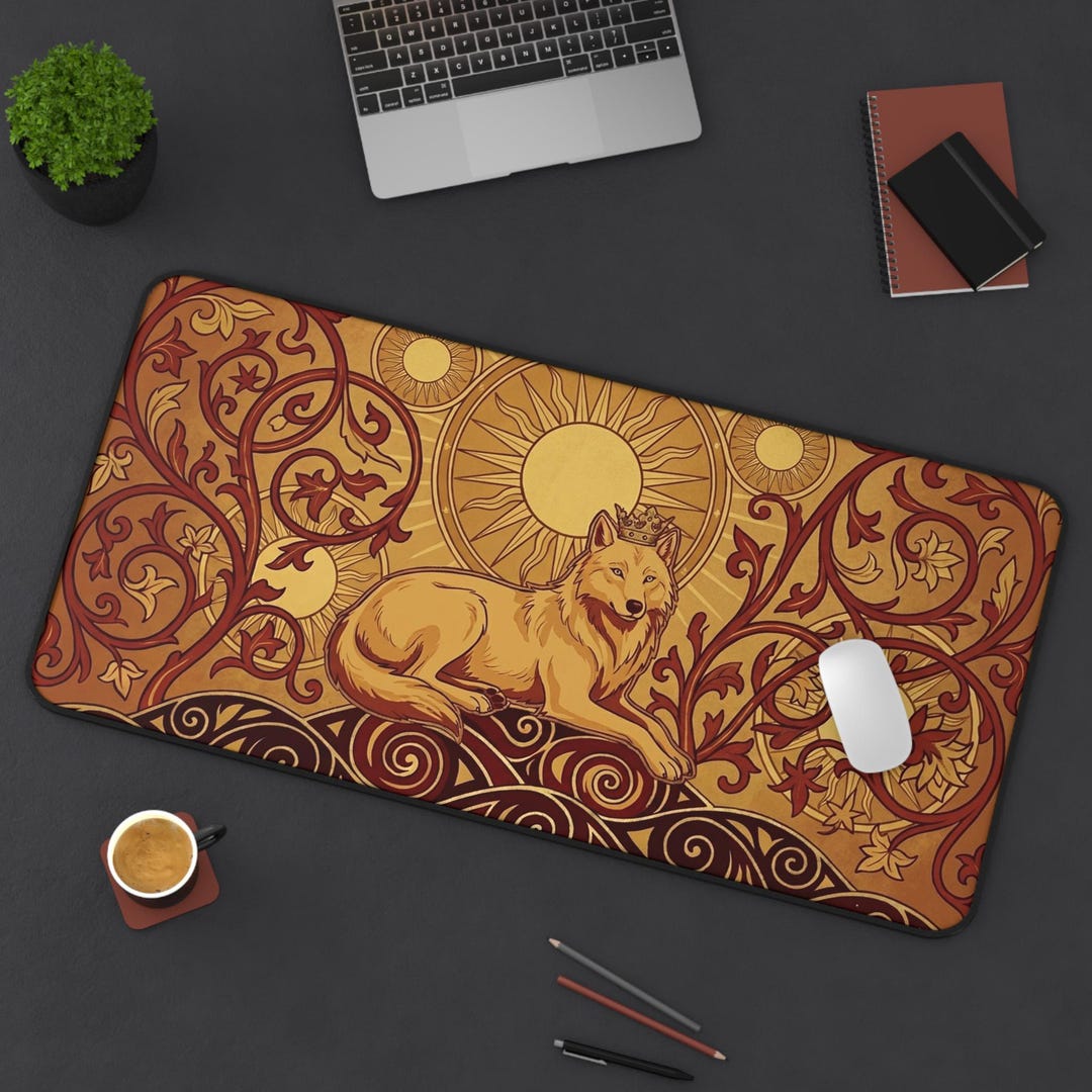 Sun Wolf Mousepad, Art Nouveau Animal Desk Mat, Large XL XXL Mouse Pad ...