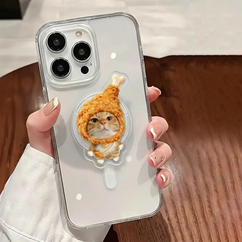Kawaii Fried Chicken Cat Magsafe Phone Grip: Cute Animal Magnetic ...