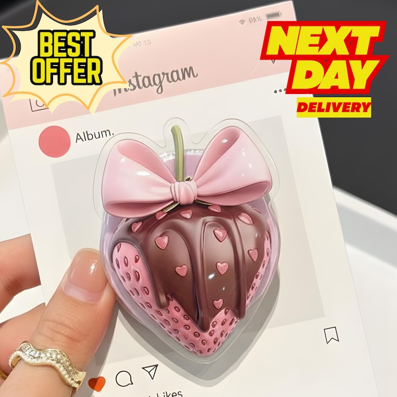 Kawaii Chocolate Strawberry Magsafe Phone Grip: Cute Magnetic Griptok ...