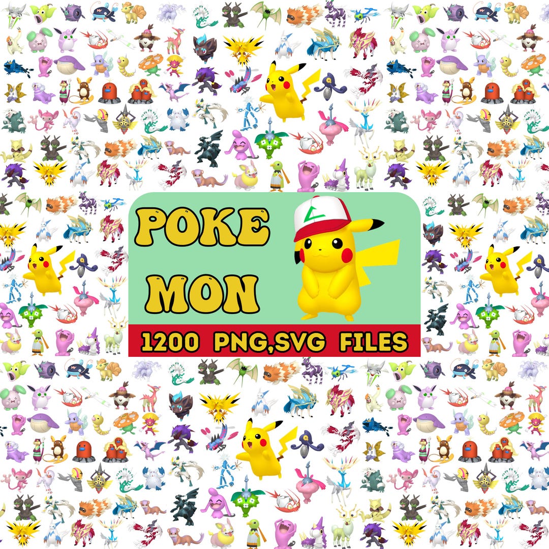 1200+pokemon Png Bundle, Pikachu PNG, Pokeball PNG, Pokemon Sublimation ...