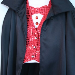 Magician Costume - 3 Piece Outfit - Lined Satin Cape, Lined Sequin Vest ...