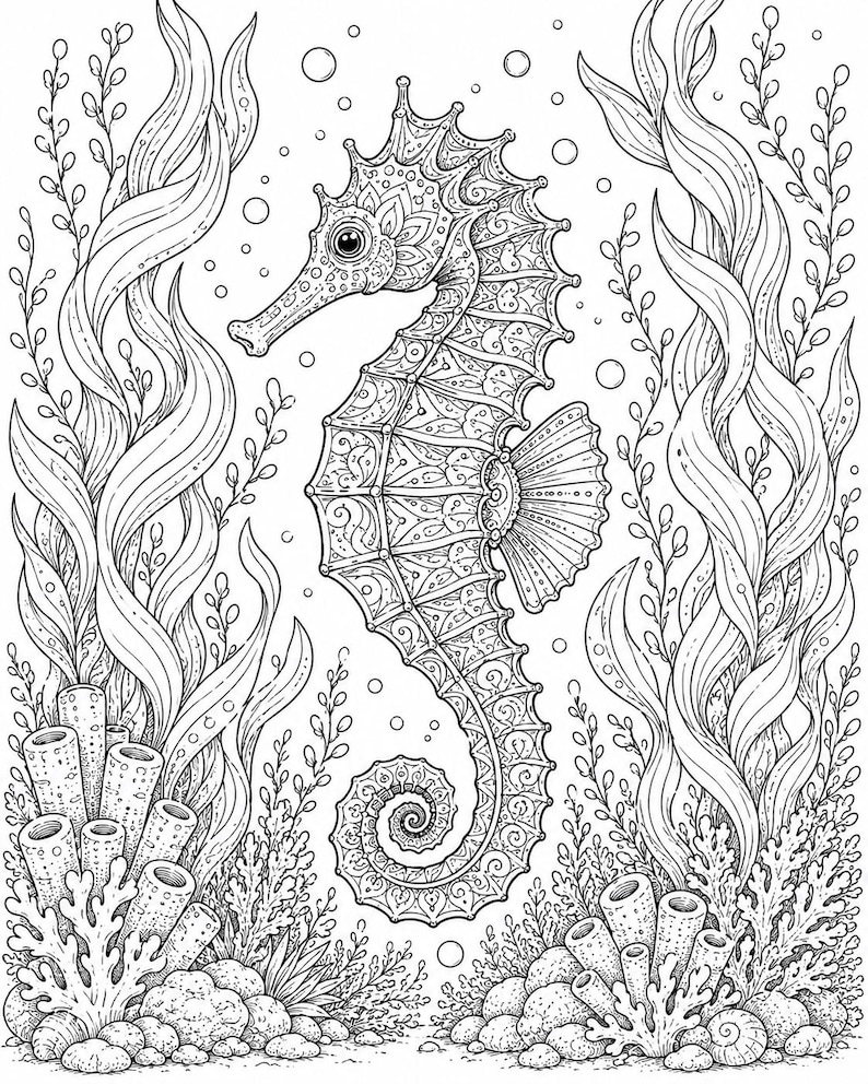 Ocean Mandala Coloring Pages for Adults | Printable Sea Life Coloring ...