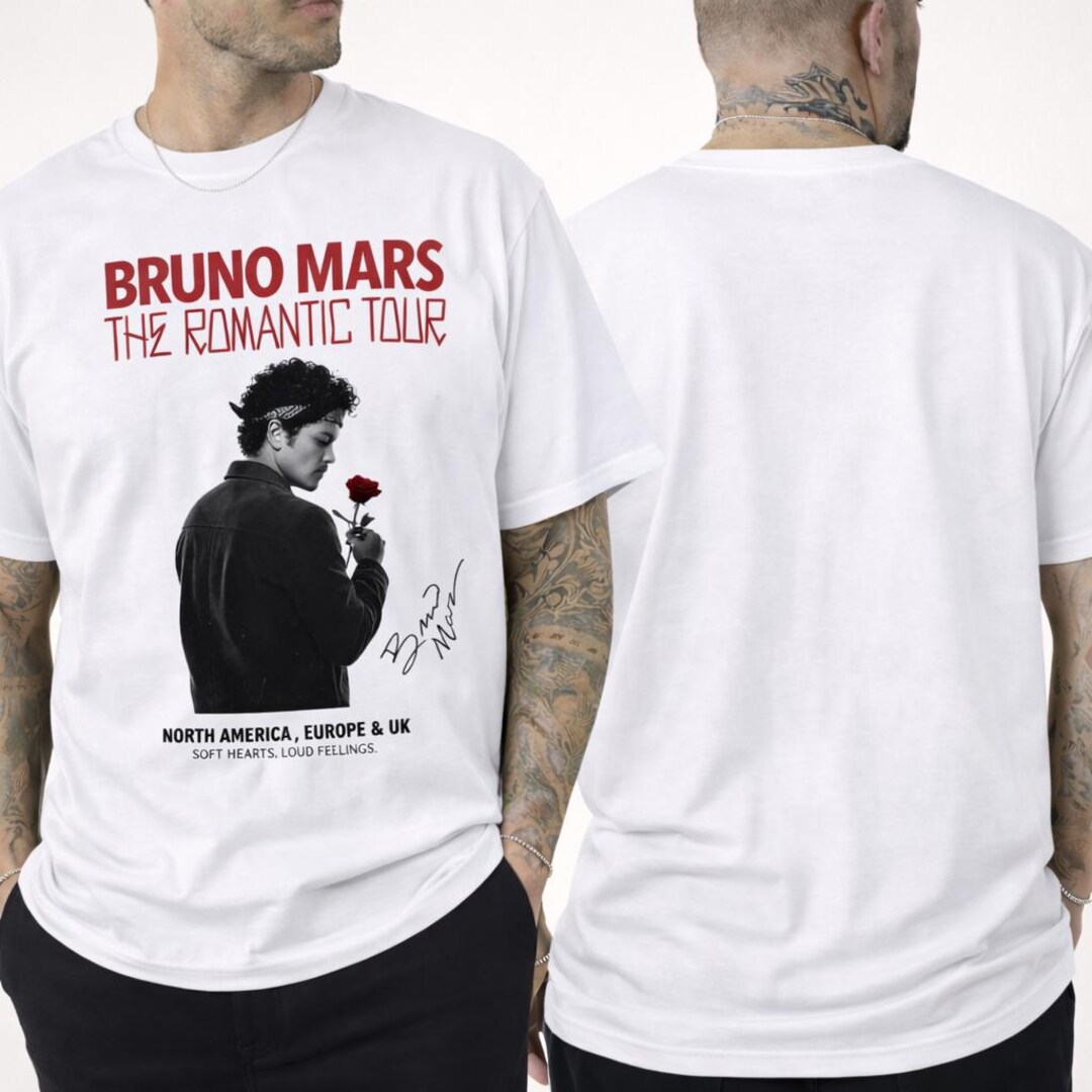 Camiseta de Bruno Mars The Romantic Tour 2026, camiseta vintage de ...