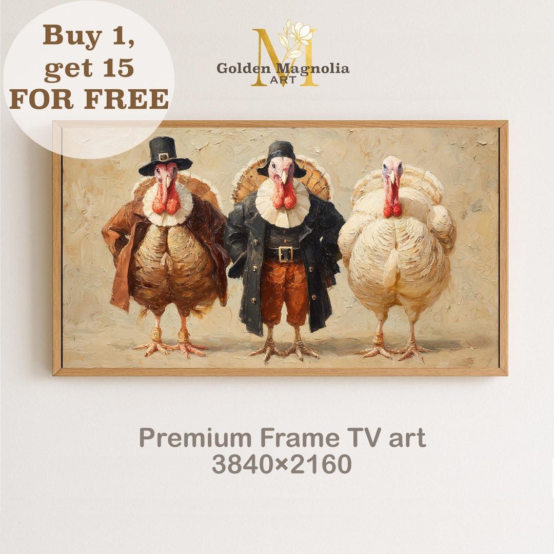 Quirky Thanksgiving Turkey FRAME TV Art, Silly Turkey Frame Art , Happy ...