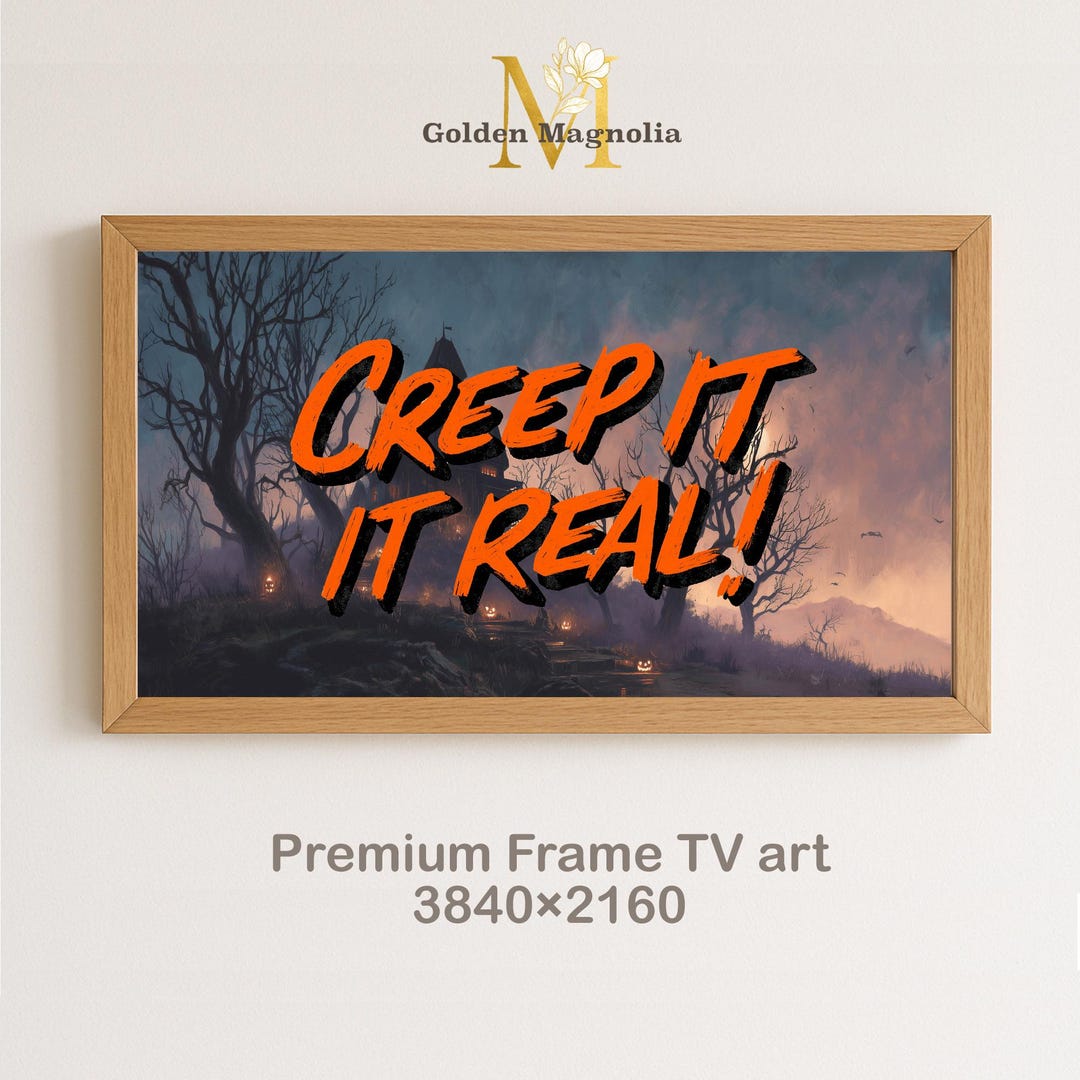 Halloween Night Sky Frame Tv Art, Haunted House and Glowing Pumpkins ...