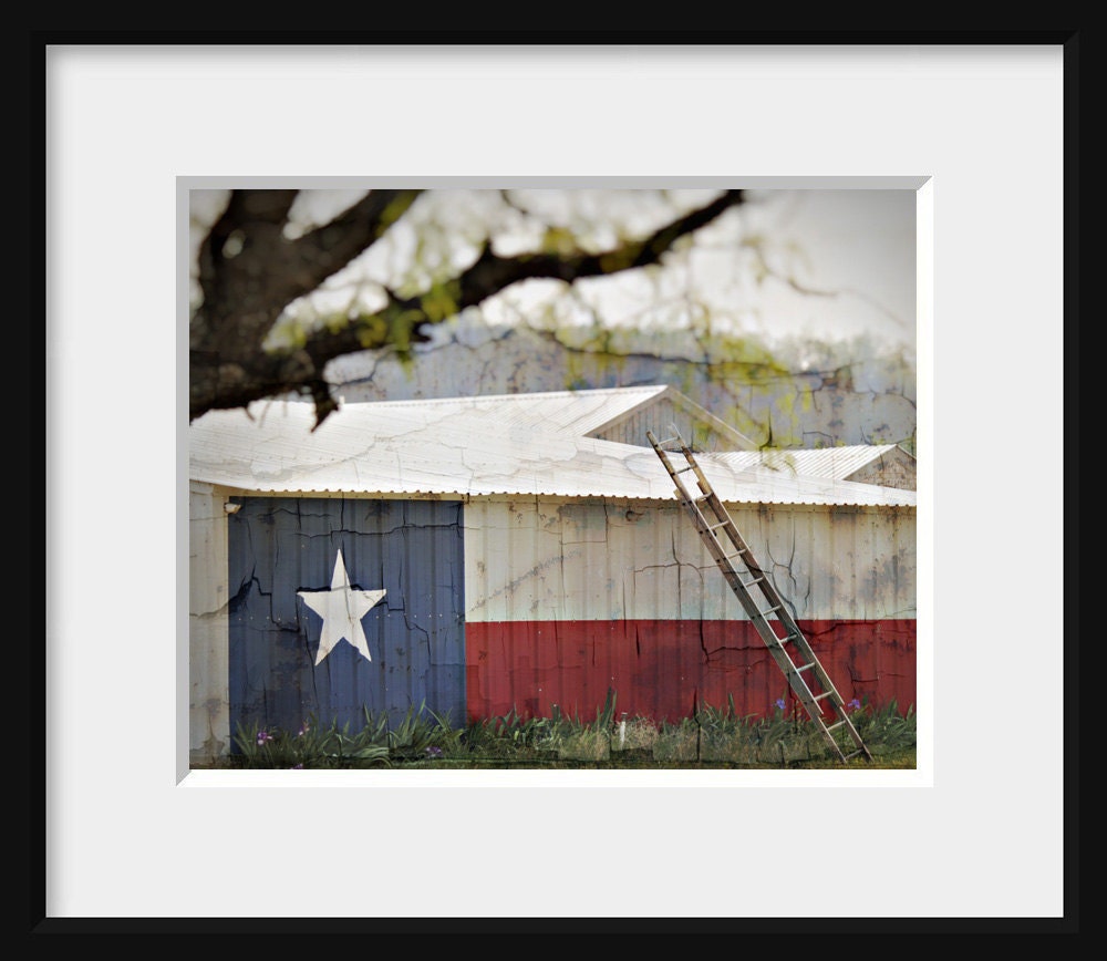 Wall art home decor Fine Art Print texas barn star red | Etsy
