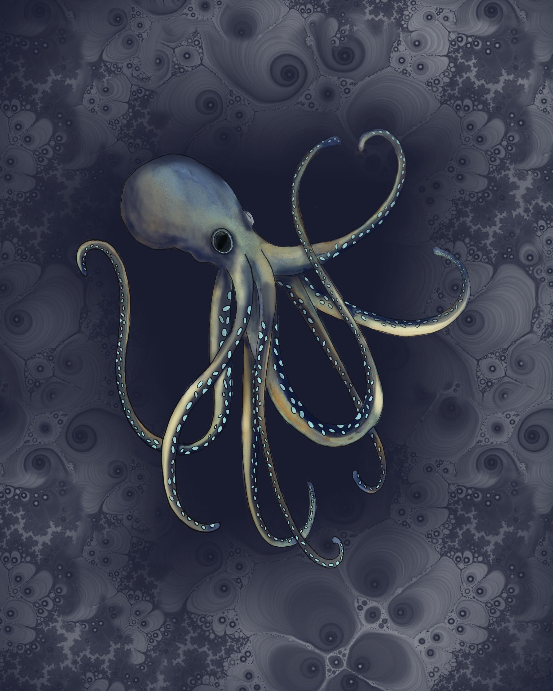 Octopus Art Print - Nautical Decor- Coastal Art - Etsy