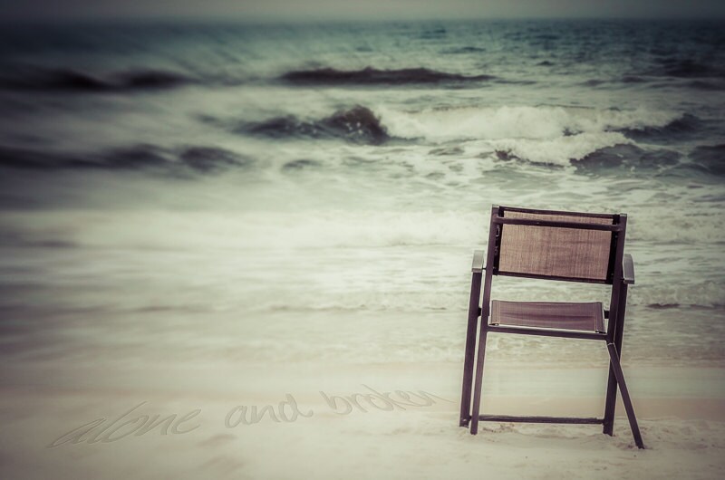 Wall Art, Home Decor, Broken Chair on Beach Lonely Moody Coastal Living ...