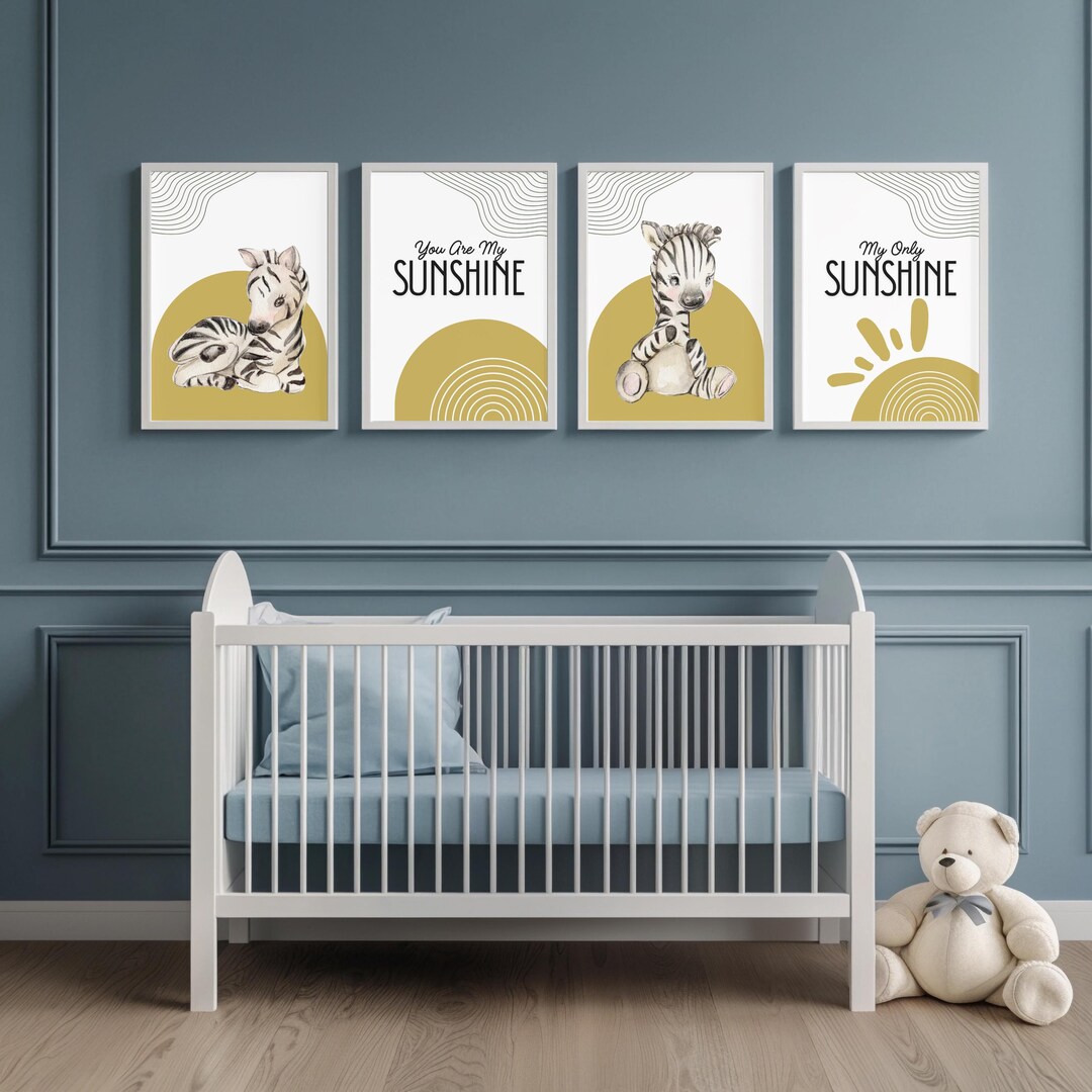 Retro Safari Rocks - Mustard Printable Wall Art Set | Baby Zebra ...