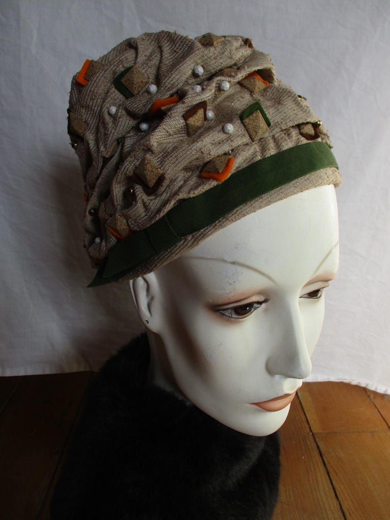 Marsi's of California Vintage Hat Funky Beaded Artsy Pixie Whimsical ...
