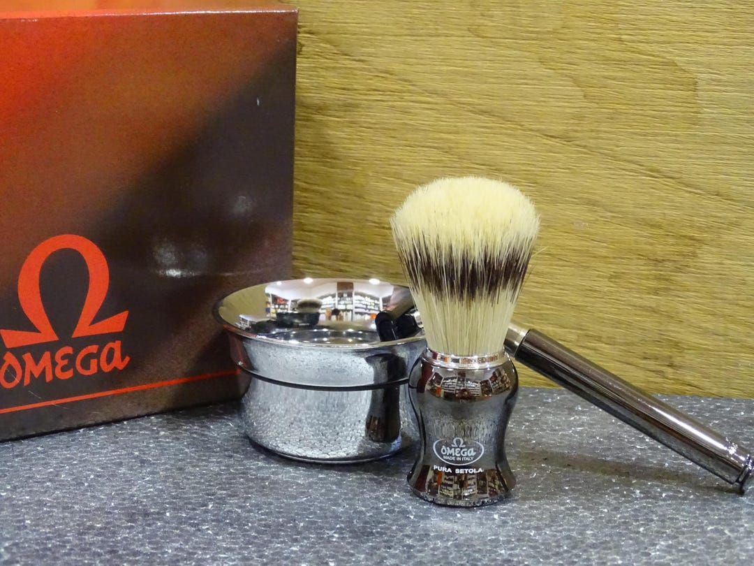 Omega Shaving Set - Razor, Pure Badger Shaving Brush, and Steel Bowl ...