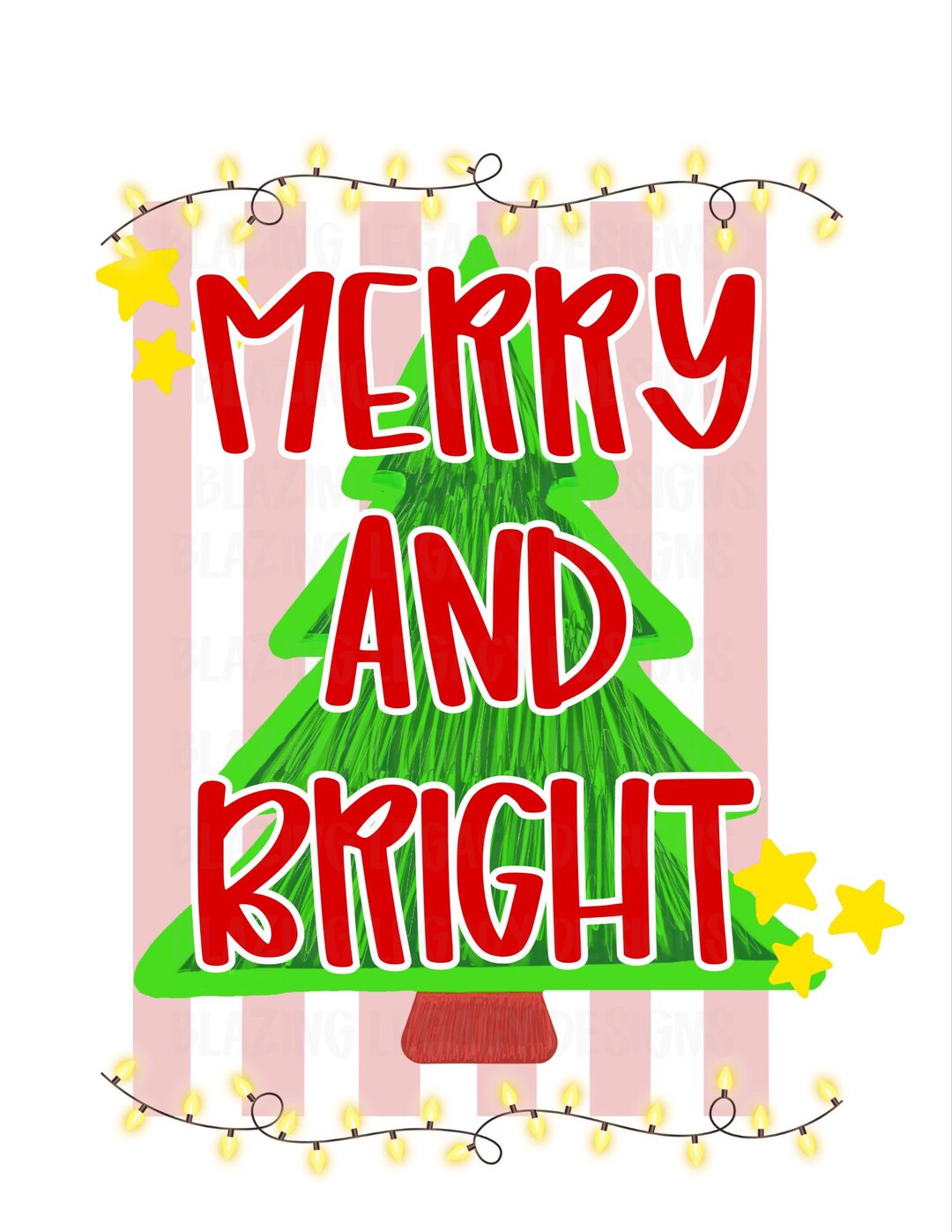 Merry and Bright Christmas Tree PNG | Holiday Design | Festive Lights ...