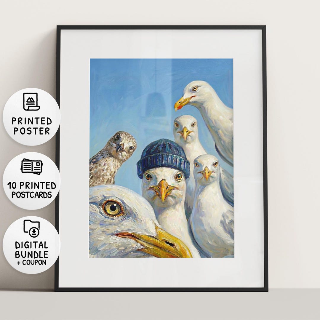 Seagull Gang – Posters and Postcards | Funny Birds With Hats | Nautical ...