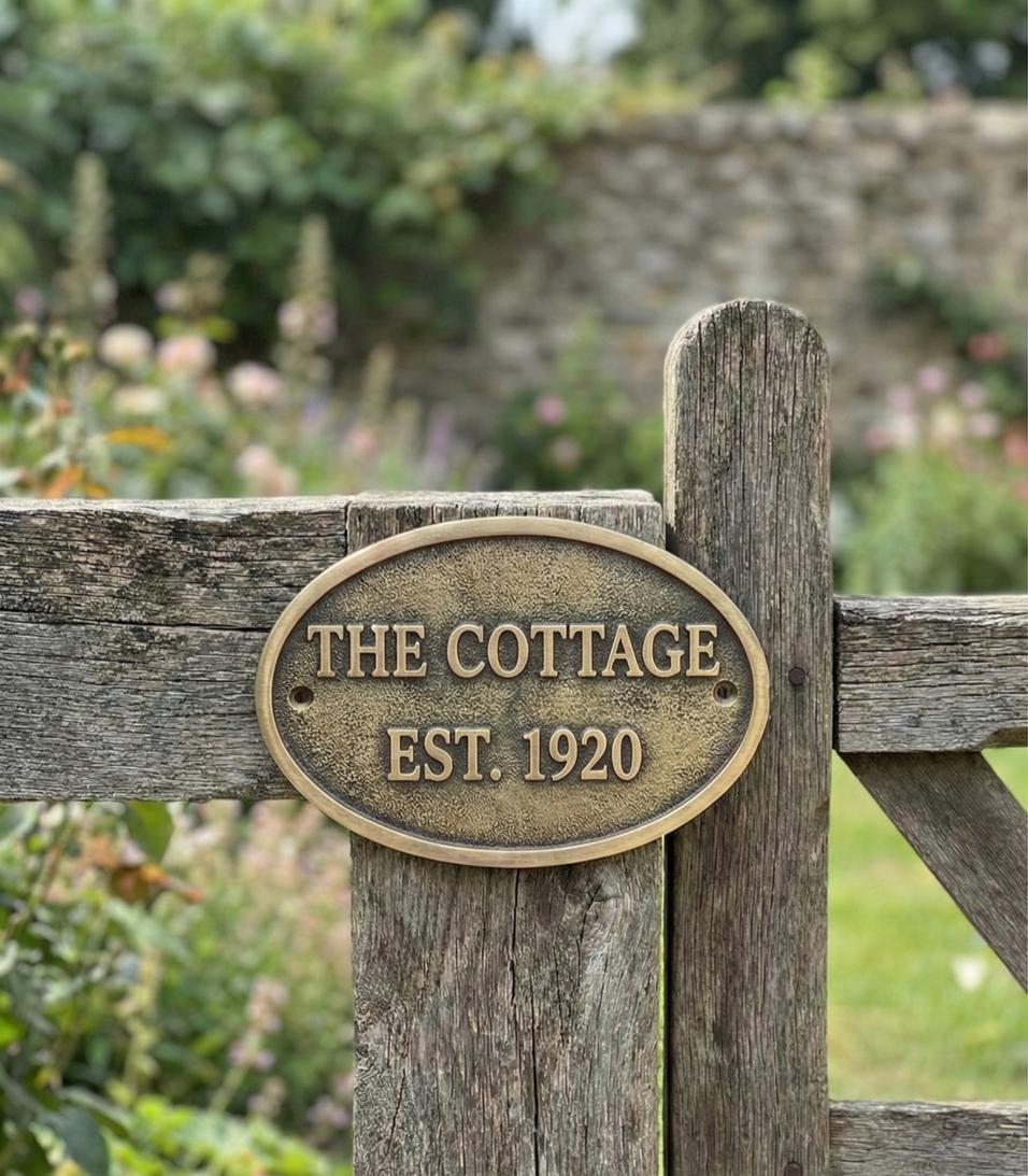 Personalized Brass House Name Plate – Custom Established Year Sign ...