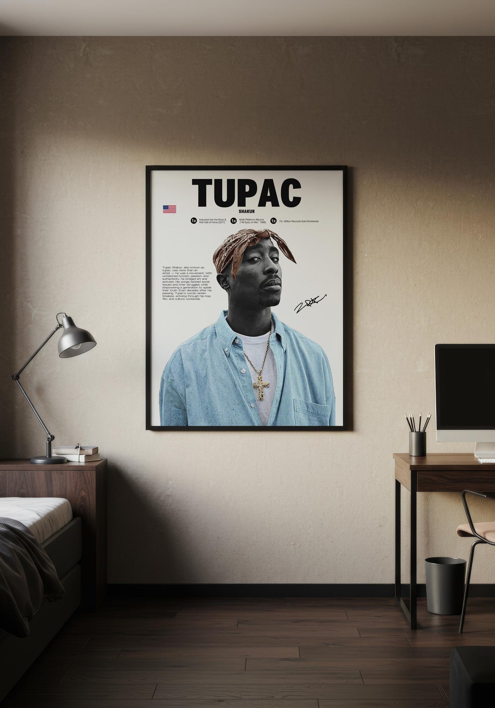 Tupac Shakur Poster: 2pac Poster, Tupac Wall Print, 2pac Gift, Rapper ...