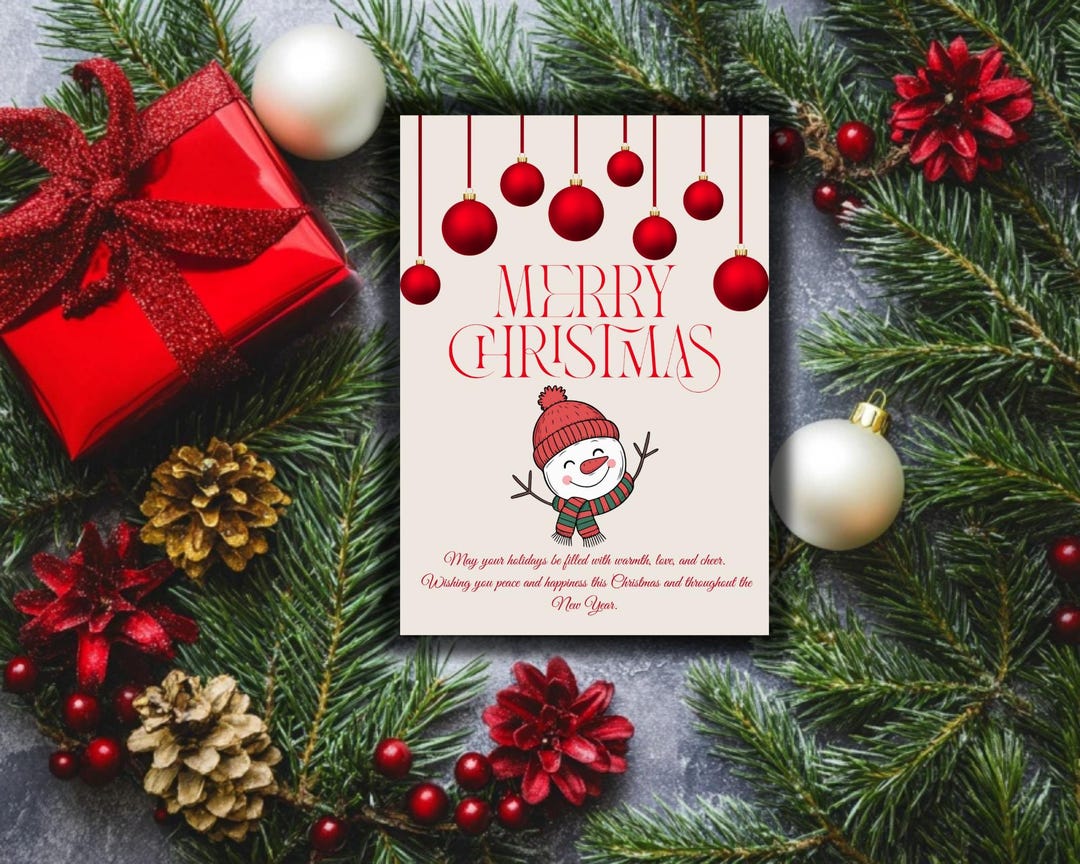 Printable Snowman Christmas Card (PNG, PDF) - Etsy
