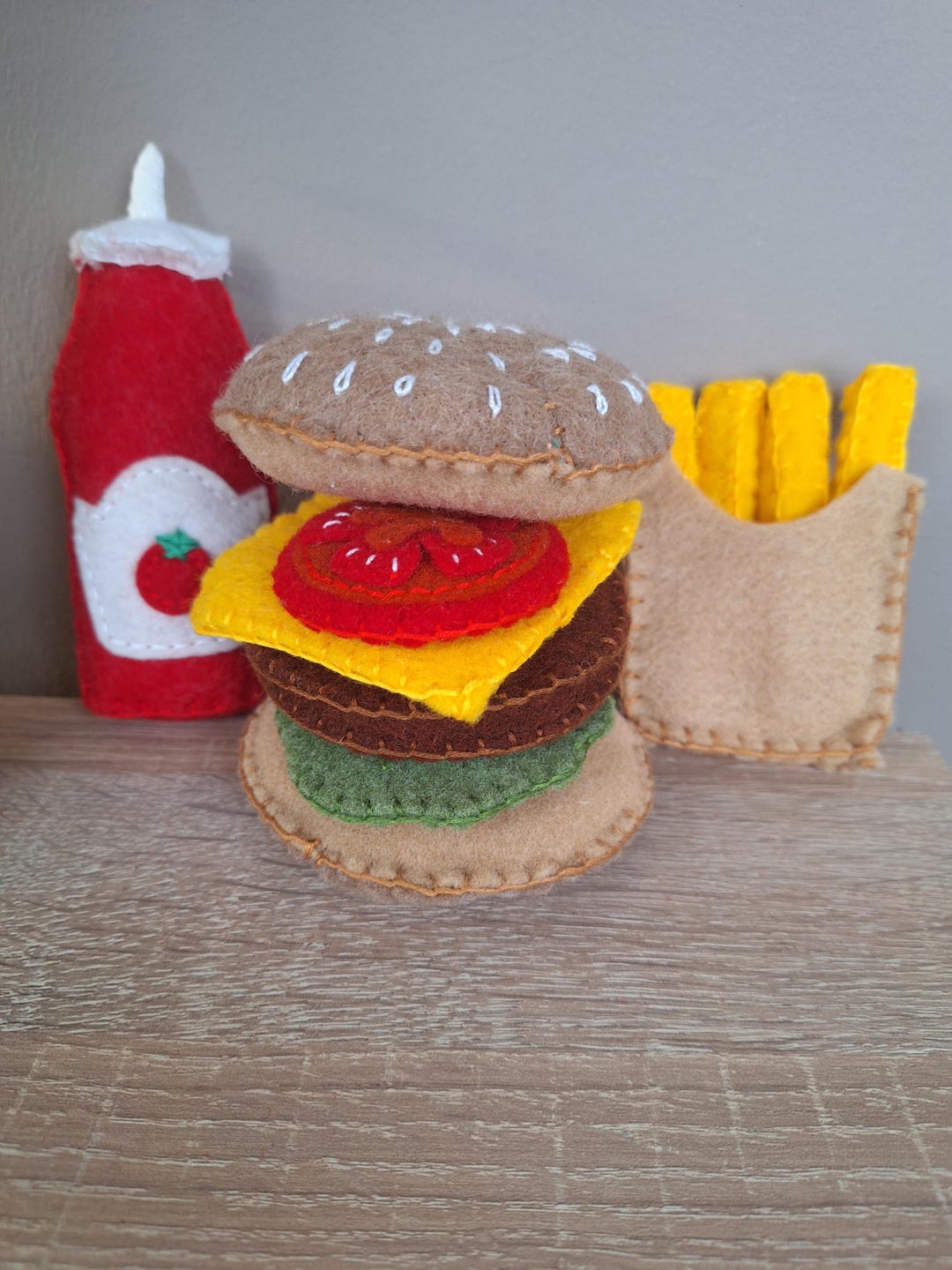 Felt Burger and Fries Sewing Pattern PDF - DIY Felt Food Play Kitchen ...