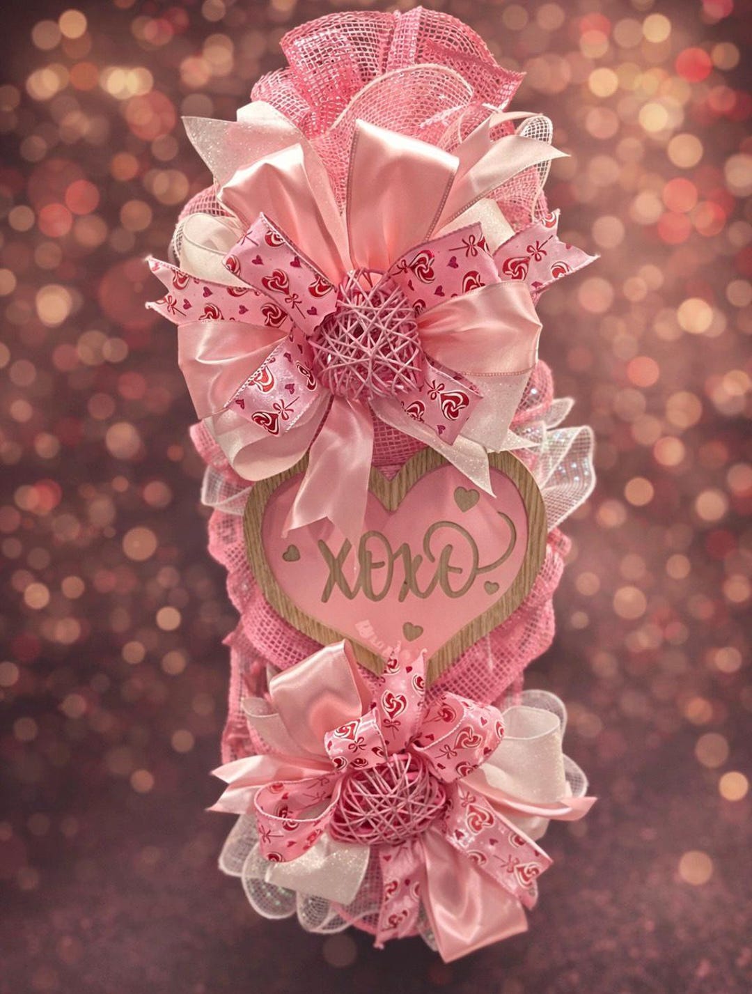 Handcrafted Valentine’s Day Swag – Pink “XOXO” Door Swag - Etsy